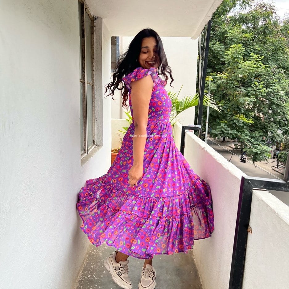 Purple 3 tier dress – The Handloom Project